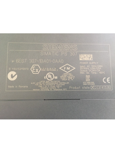 Siemens Simatic PS 307 6ES7 307-1BA01-0AA0 E- STAND 1 (Inutilizzato)